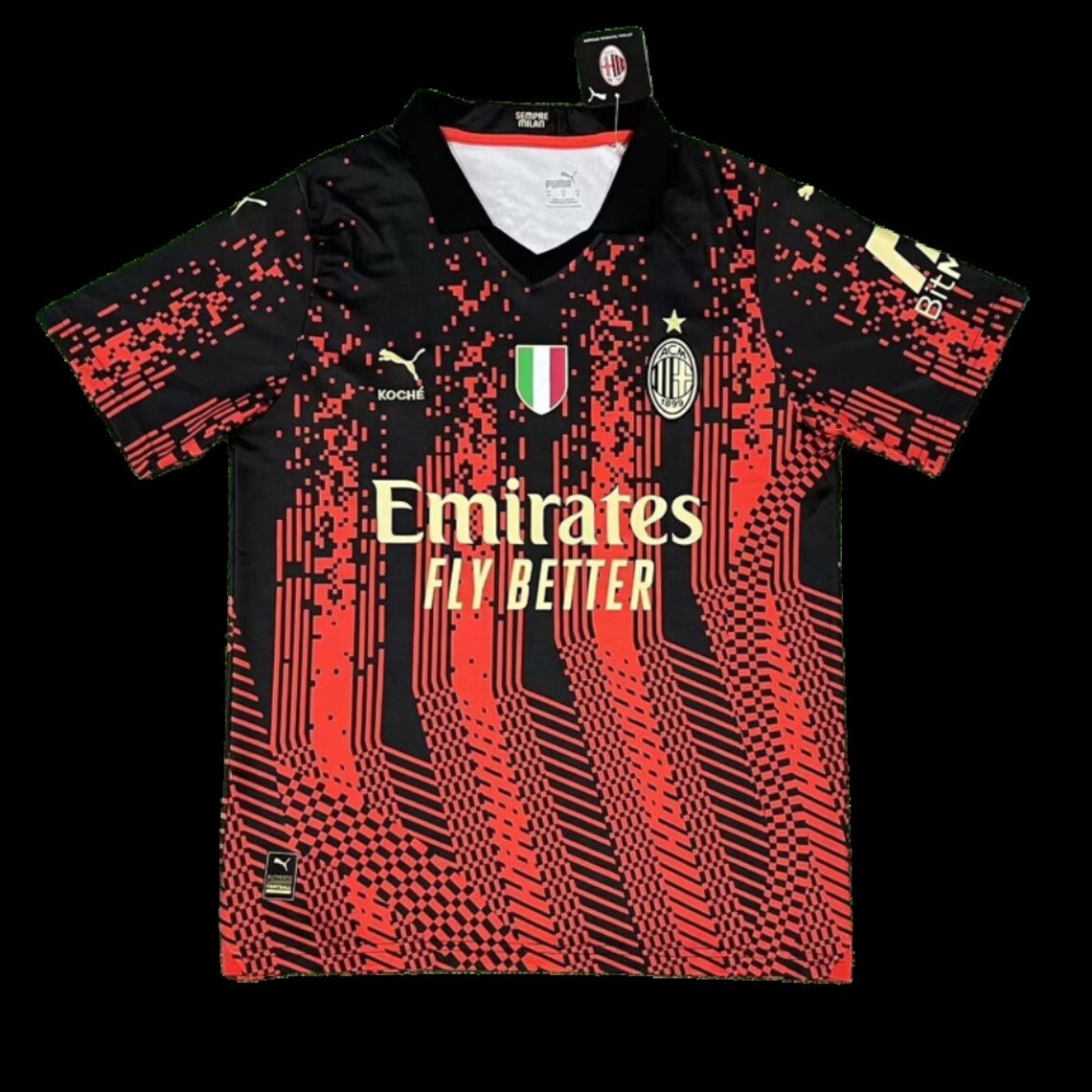 AC Milan 2023/24 Home Kit Puma Soccer Jersey Red and Black - Etsy