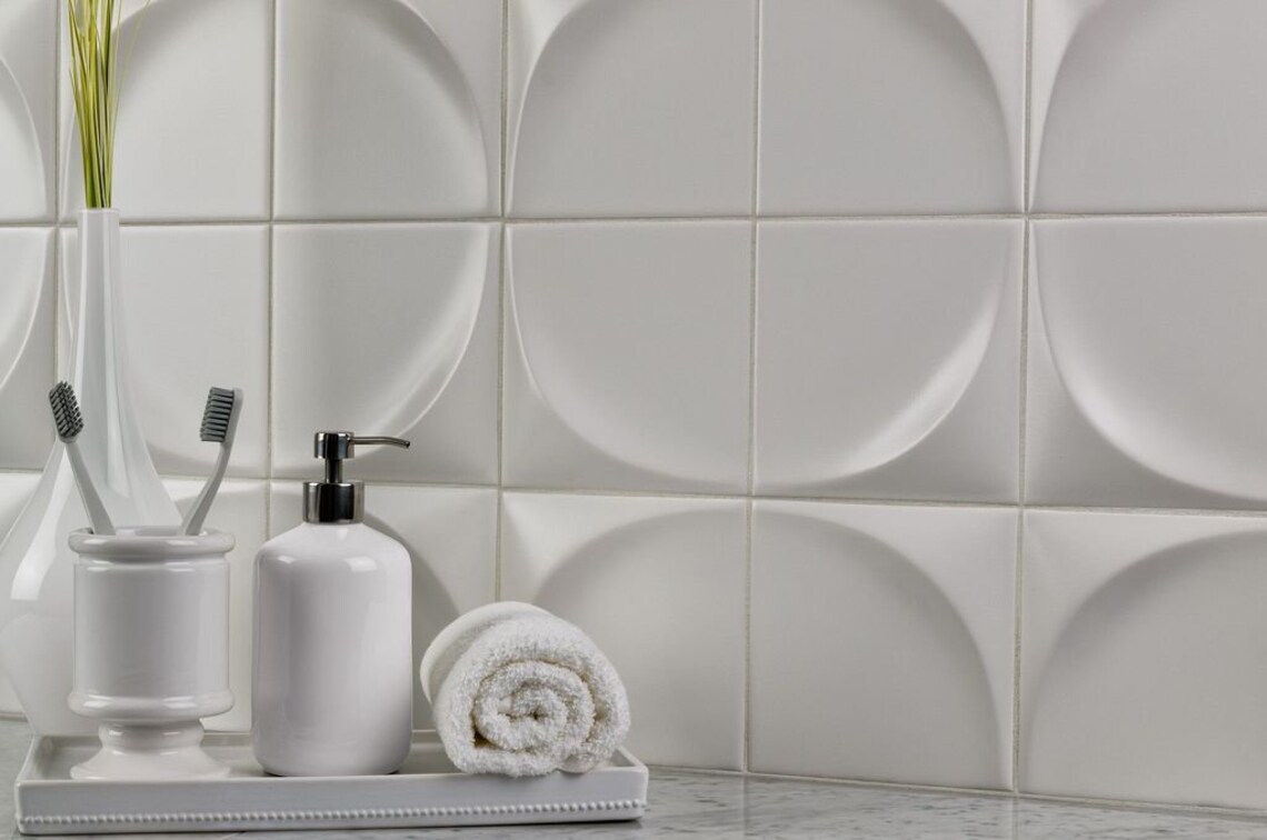 MTO0495 Modern 6X6 White 3D Matte Ceramic Tile | Etsy