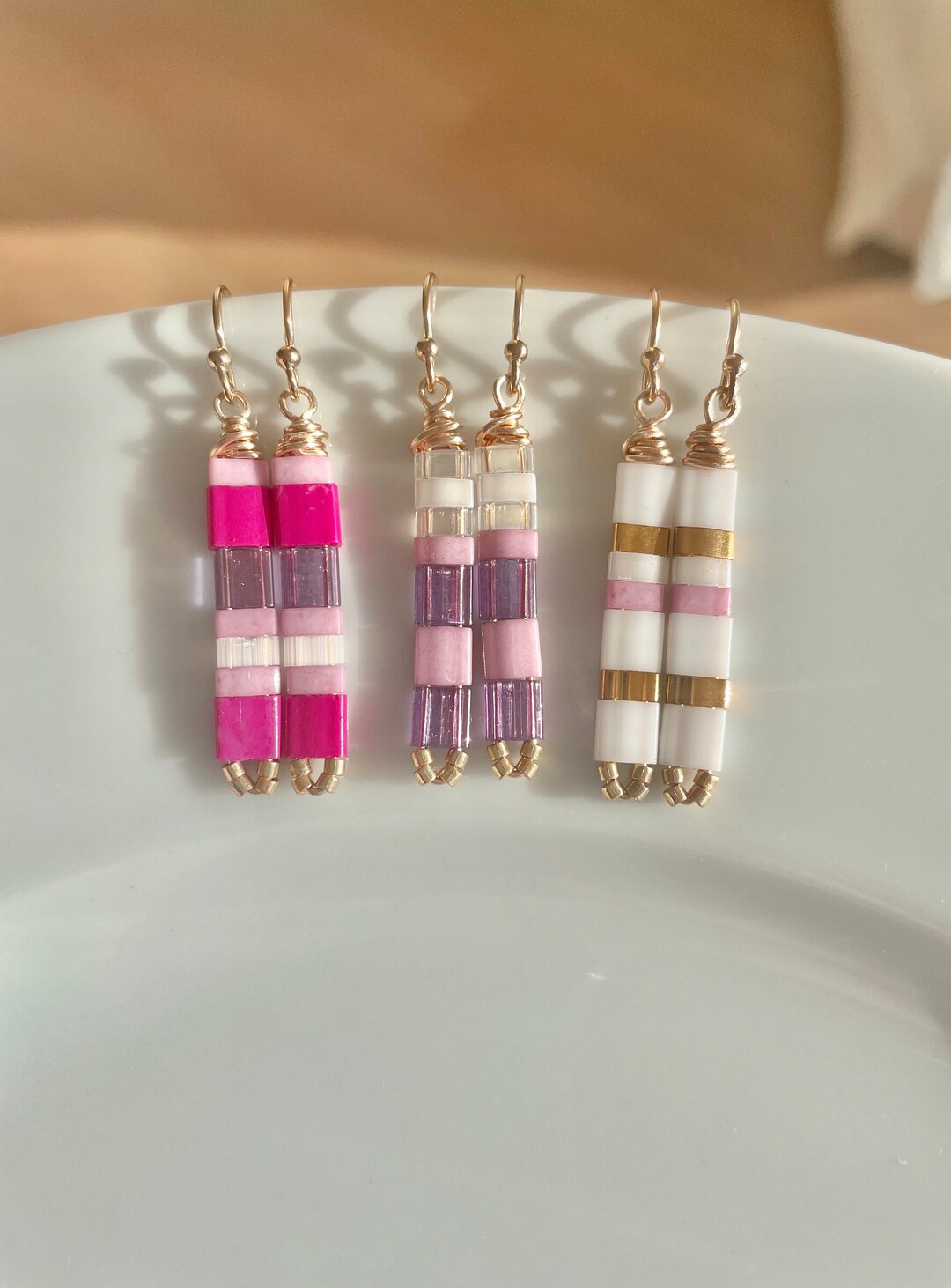 Tila Mosaic Mod-stick Pinks Earrings Exclusive Design Colorful, Fun ...