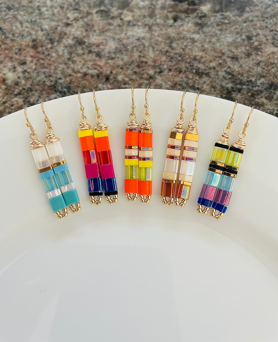 Tila Mosaic Mod-stick Earrings- "city" Collection, Exclusive Design ...