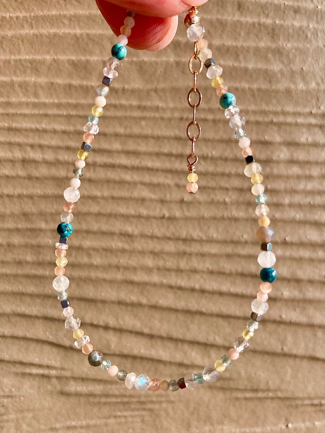 Multi-gemstone "sand, Sea & Siesta Key" Beachy Bracelet, Dainty ...