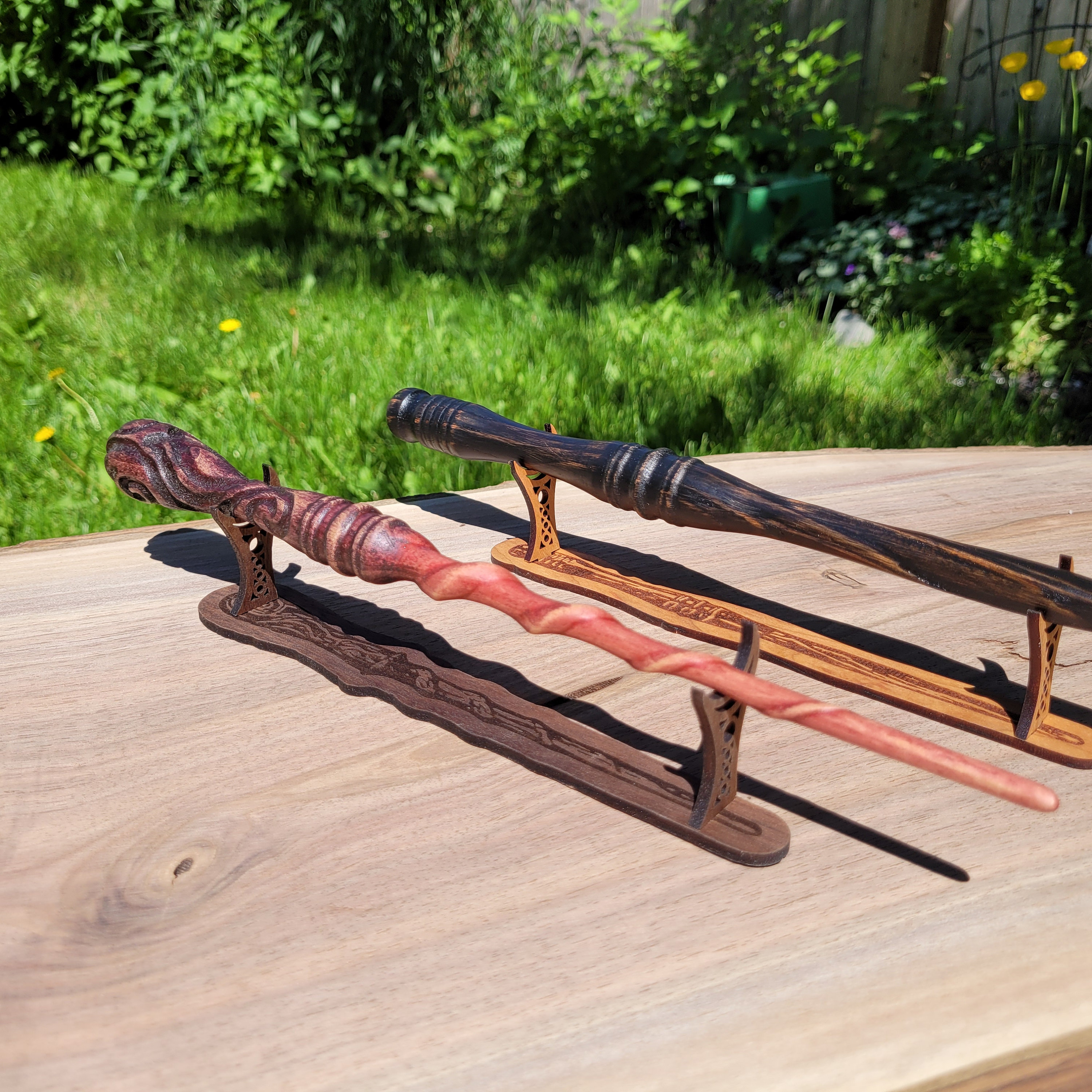 Laser Cut Wand Stand With Engraving Black Walnut or Cherry - Etsy