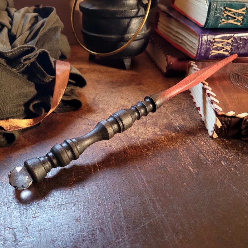 Elegant African Mahogany Magic Wand With Glass Gem - Etsy UK