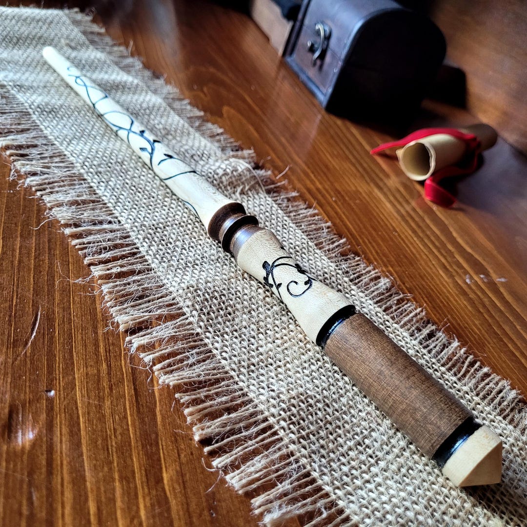 Enchanted Maple Wand With Hand-painted Vine Design for Wizards, Witches ...