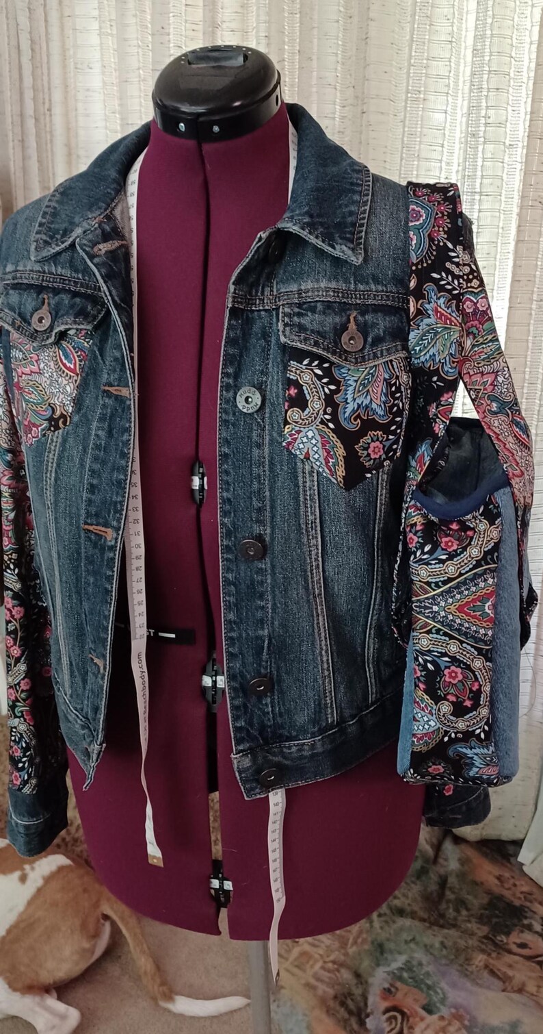 Denim Jacket With Paisley Cotton Panels - Etsy