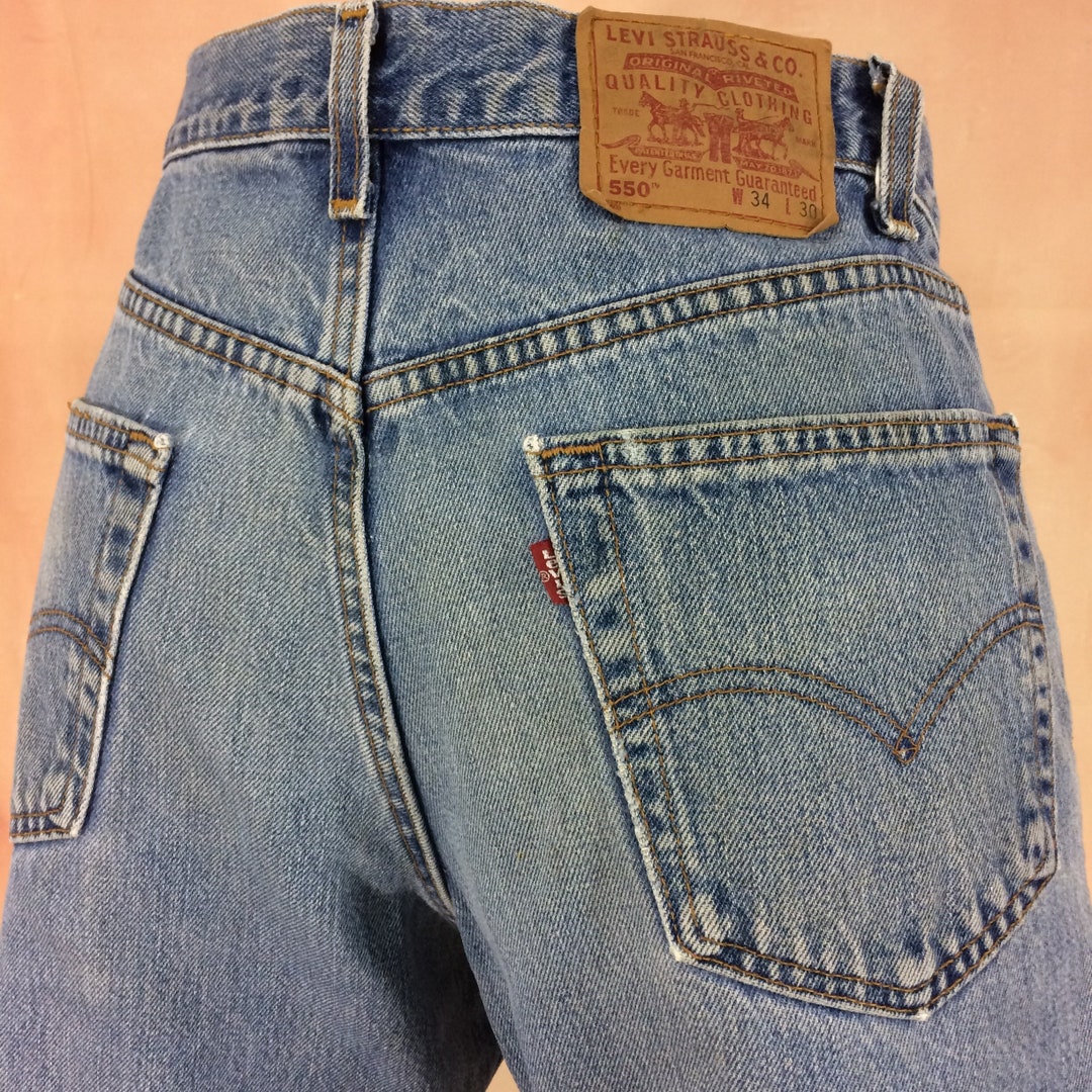 Levis 550 Vintage W32 L30 Levi’s Split Hem Medium Faded Blue Faded Blue ...