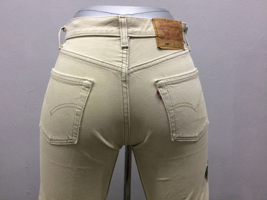 Size 27 Vintage Levis 501 Beige Tan Jeans W27 L29 High Waisted - Etsy