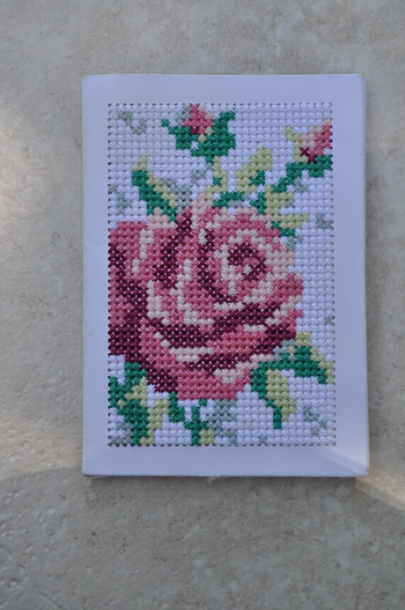 Journal Notebook Cross Stitch Rose Finished Product | Etsy