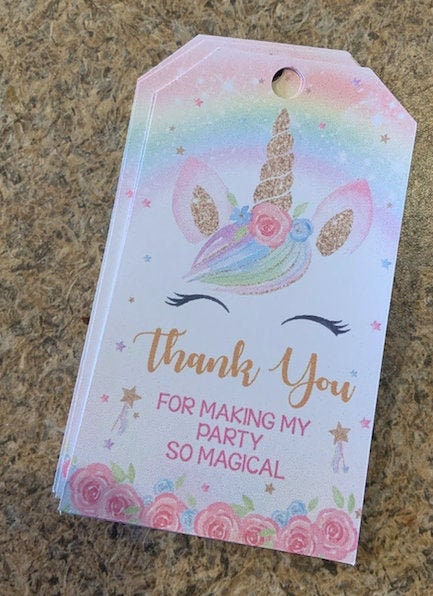 Unicorn Birthday Gift Tags Thank You Tags Unicorn Party - Etsy