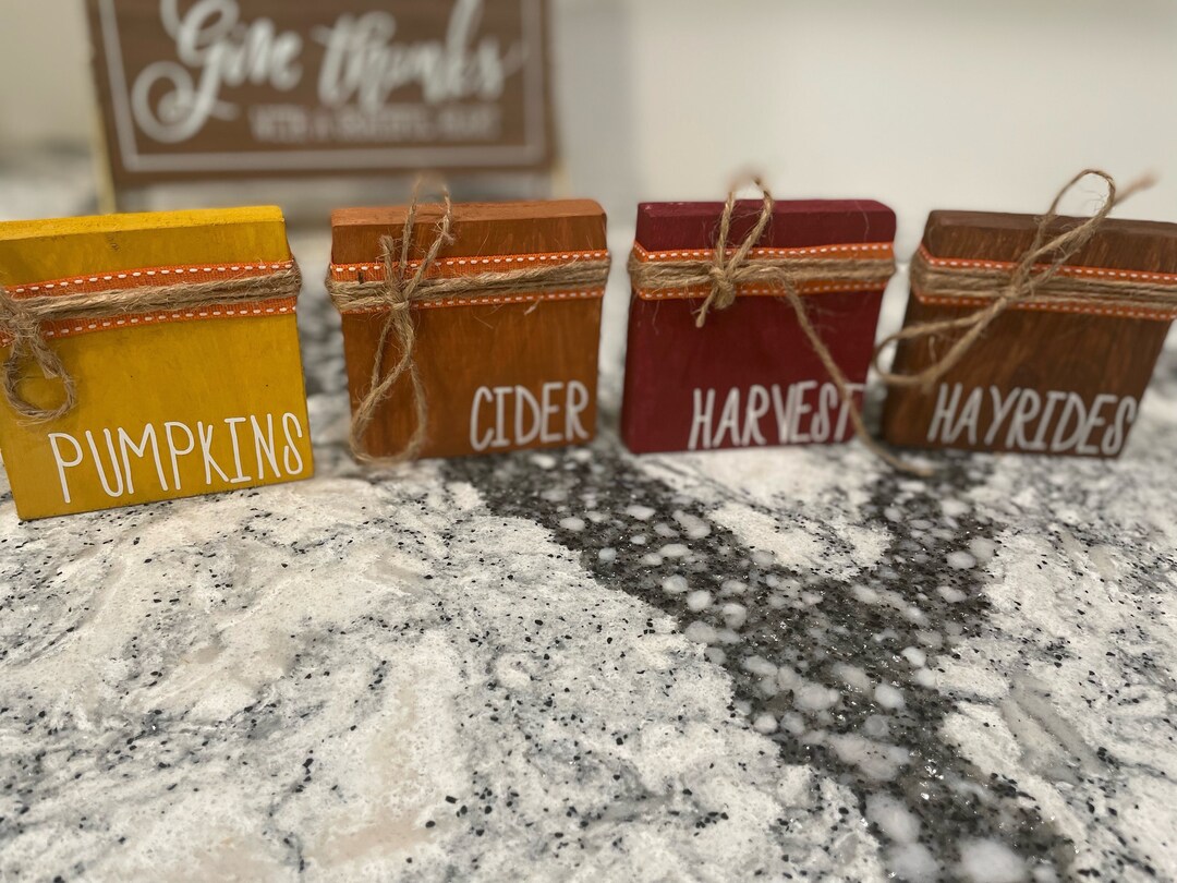 Rustic Wood Fall Blocks Set of 4 Rustic Fall Decor Farmhouse - Etsy