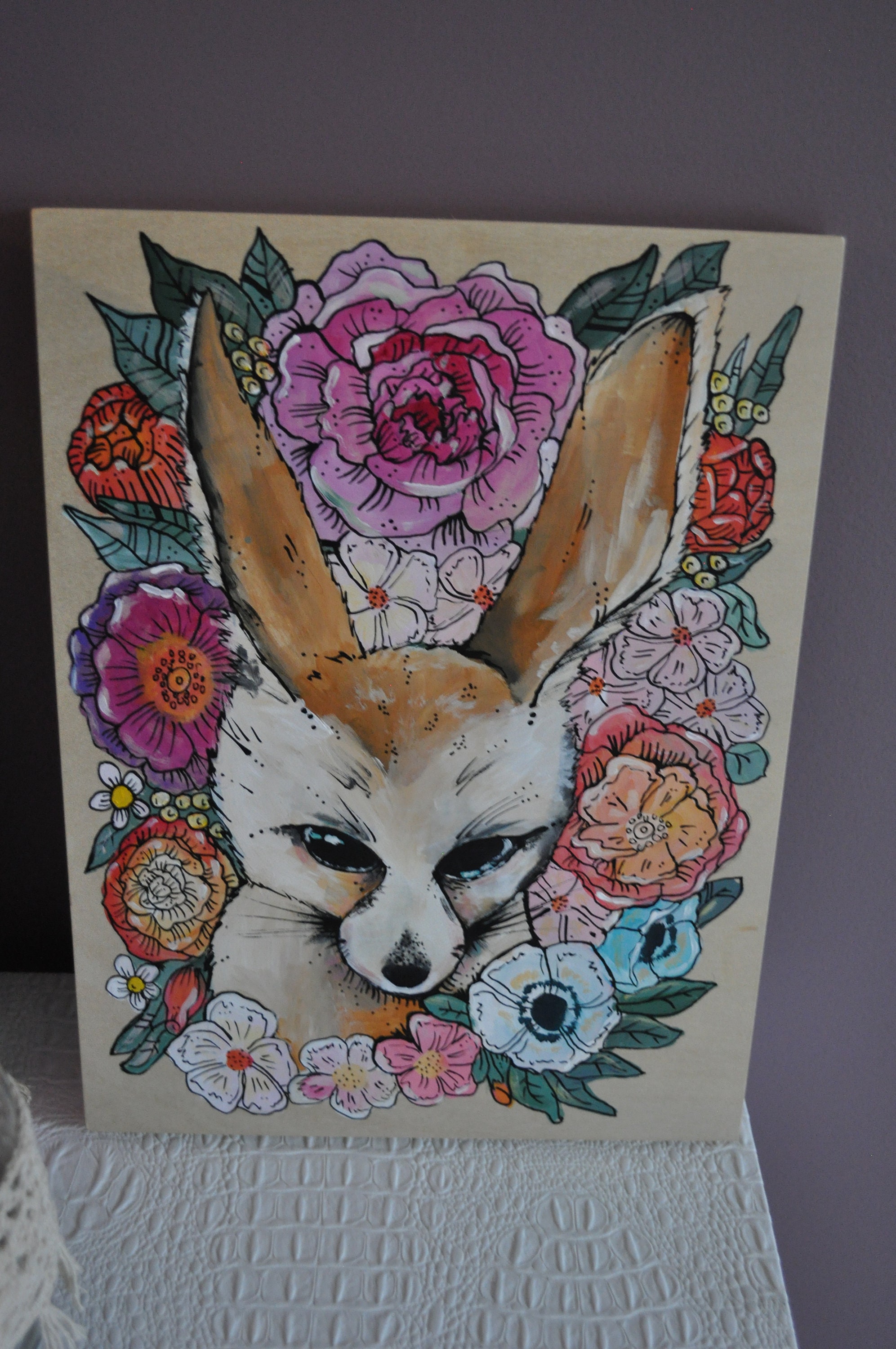 Fennec Fox in Flowers - Etsy