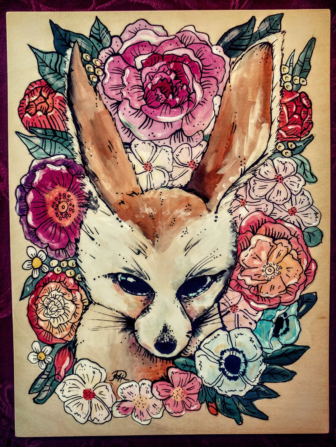 Fennec Fox in Flowers - Etsy