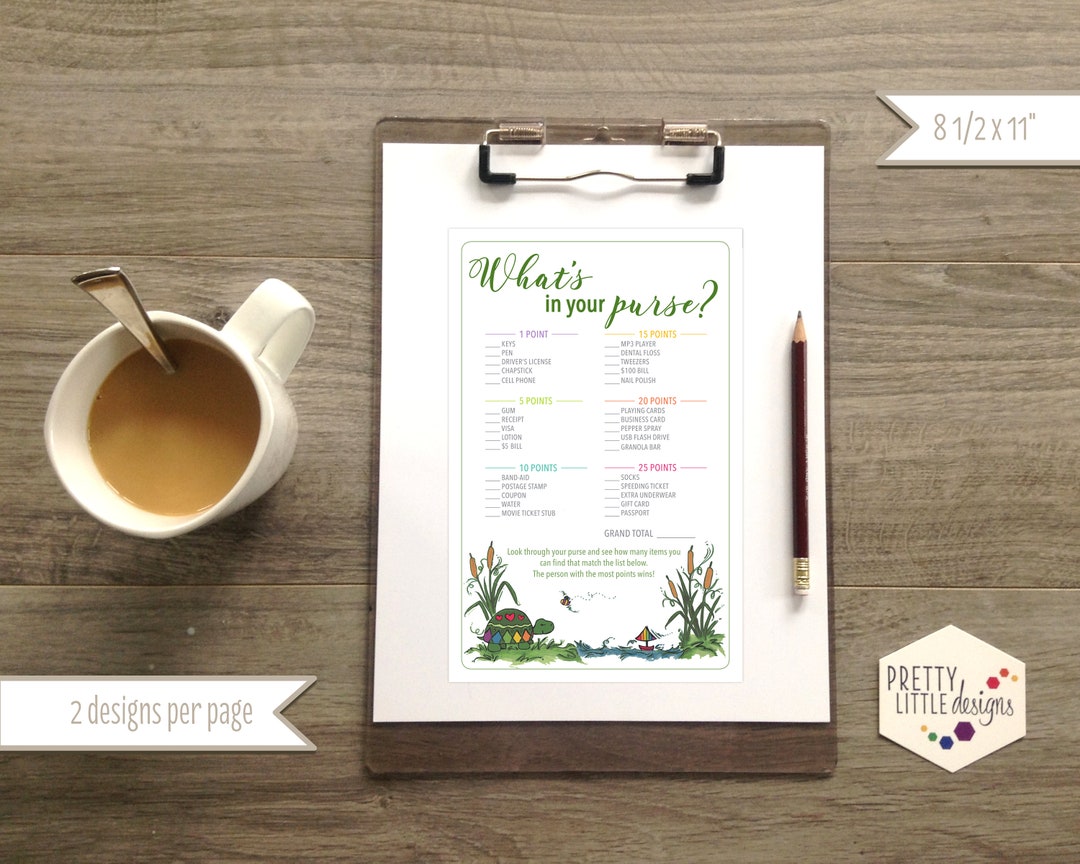 Baby Shower Game - What's in Your Purse? - Printable Game - Digital ...