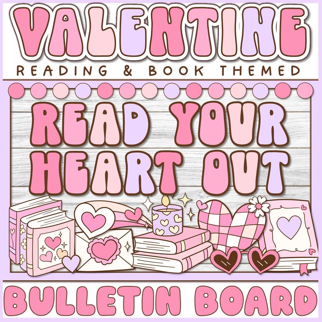 Valentine's Day February Books Library Bulletin Board Door Decor | Read ...