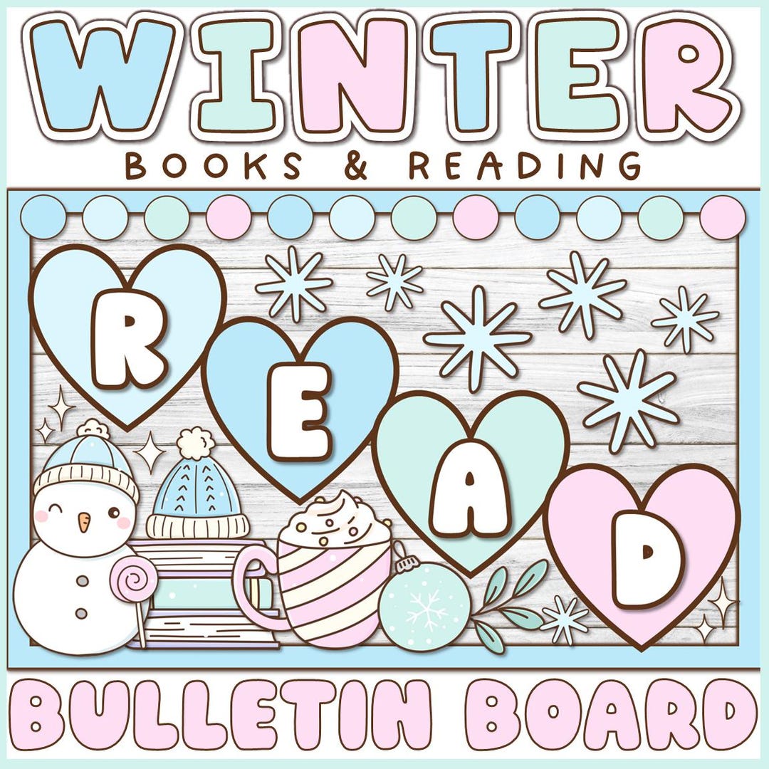 Winter Library Books Bulletin Board Display Door Decor | Read - Etsy