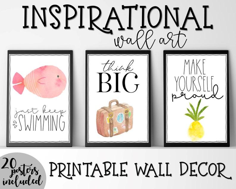 Inspirational and Motivational Watercolor Posters: Printable Wall Art ...