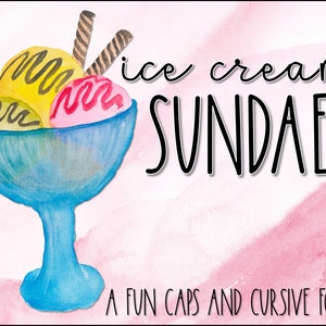 Caps and Script Font- Ice Cream Sundae - Etsy
