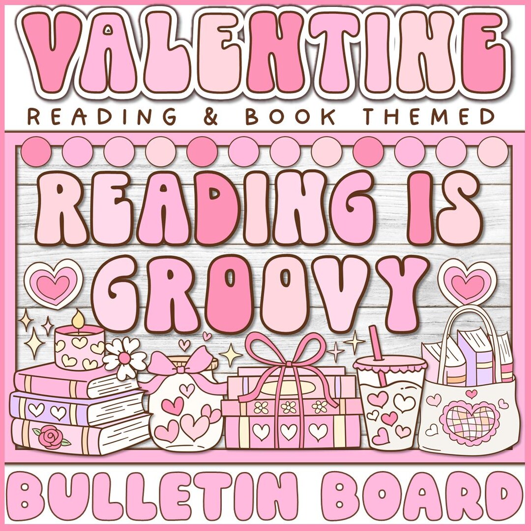 Valentine's Day February Books Library Bulletin Board Door Decor ...