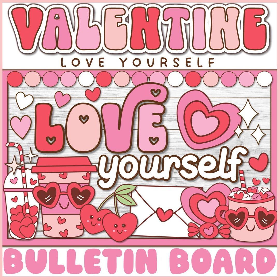 Valentine's Day February Retro Groovy Bulletin Board Display Door Decor ...