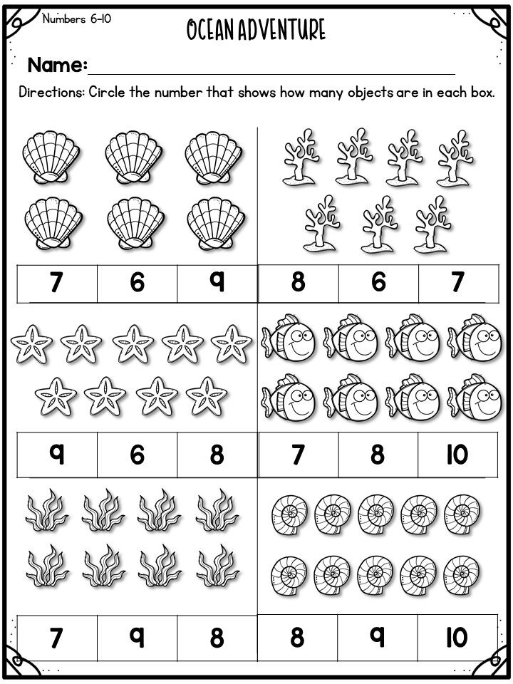 Printable Preschool, Kindergarten and 1st Grade Worksheets, Counting ...