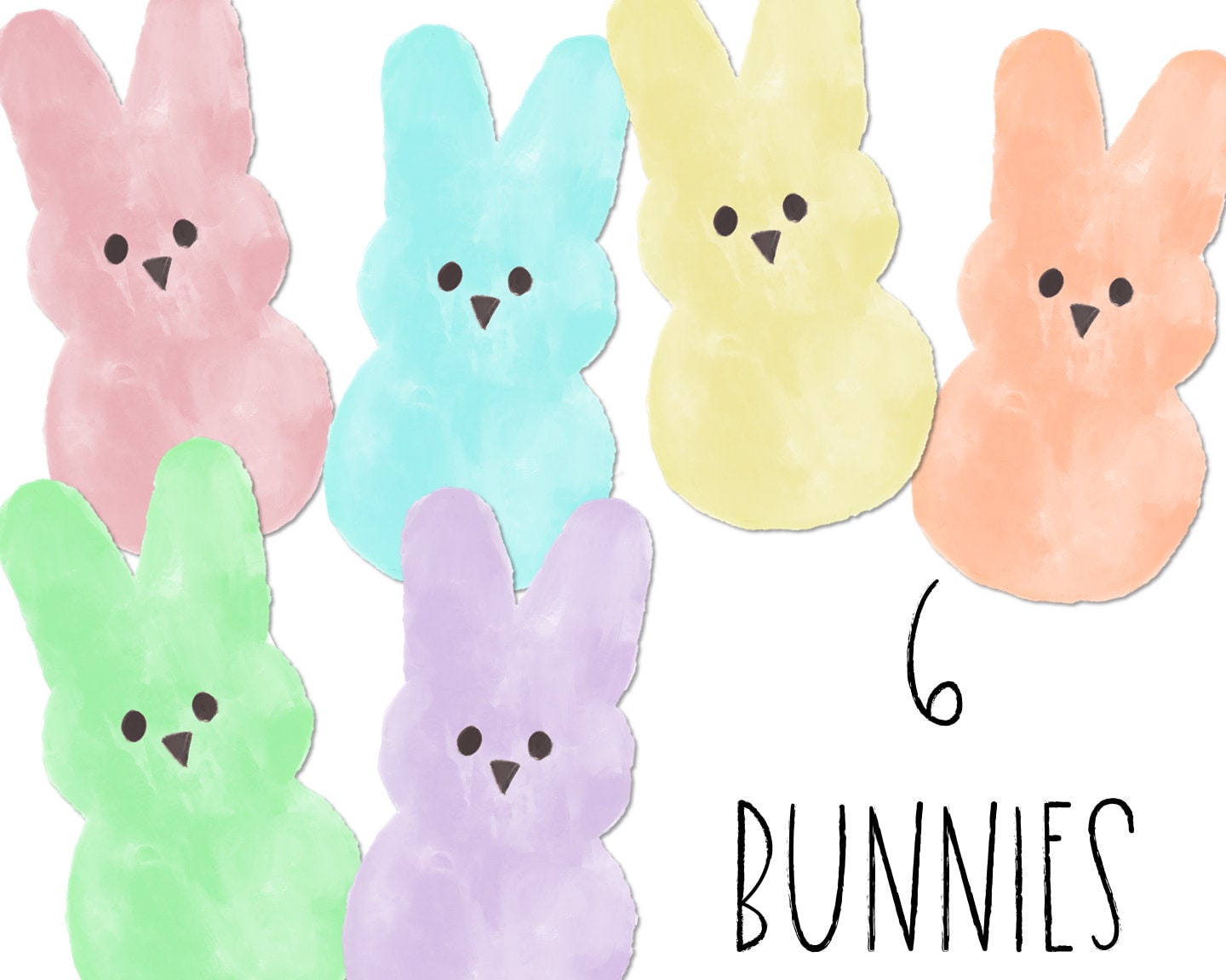 Spring and Easter Clipart: Peeps Watercolor Clipart - Etsy