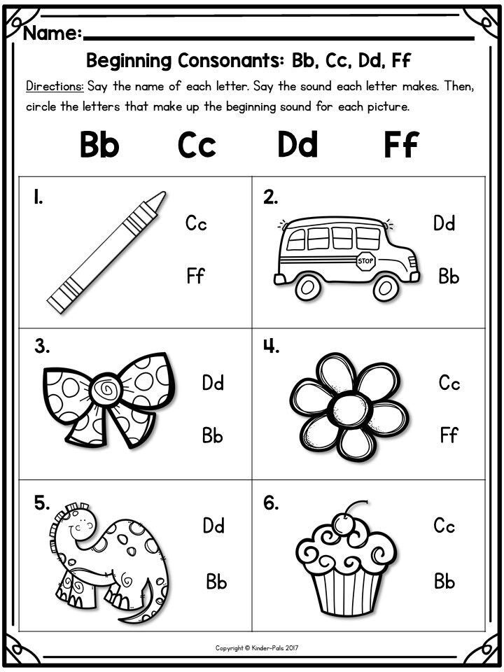 Printable Preschool, Kindergarten and 1st Grade Worksheets, Beginning ...