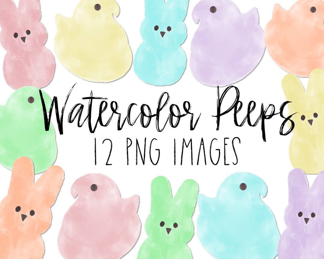 Spring and Easter Clipart: Peeps Watercolor Clipart - Etsy