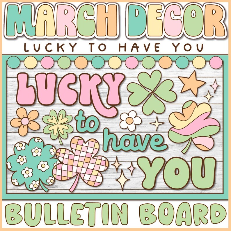 St. Patrick's Day Bulletin Board | Groovy Retro Classroom Decor - Etsy