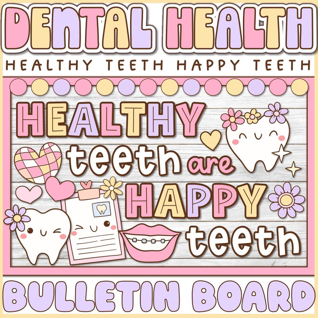 February Dental Health Month Groovy Bulletin Board Door Decor | Healthy ...