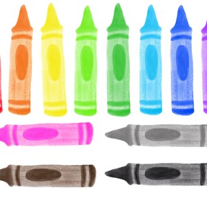 Watercolor Crayons Clipart - Etsy