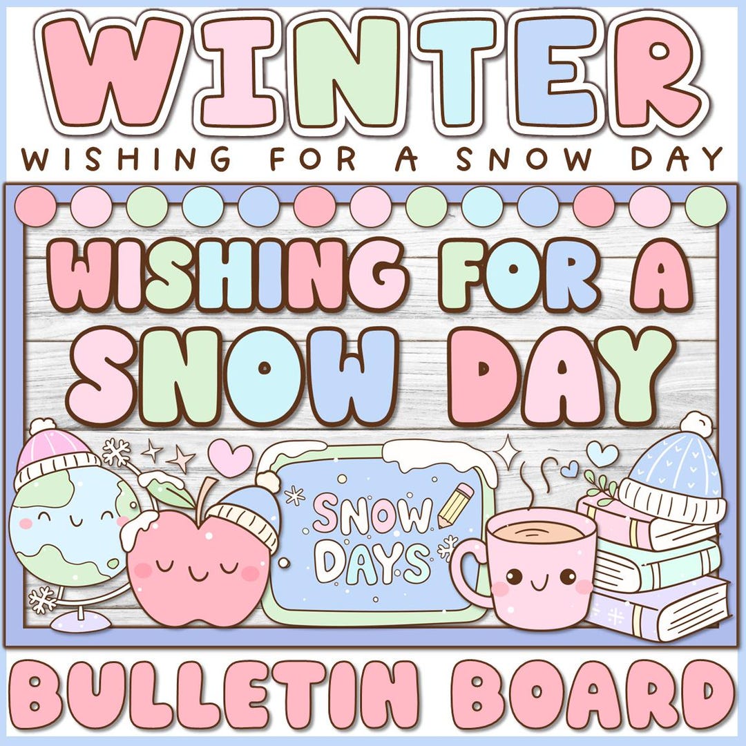 Winter January Groovy Bulletin Board Display Door Decor | Snow Day - Etsy