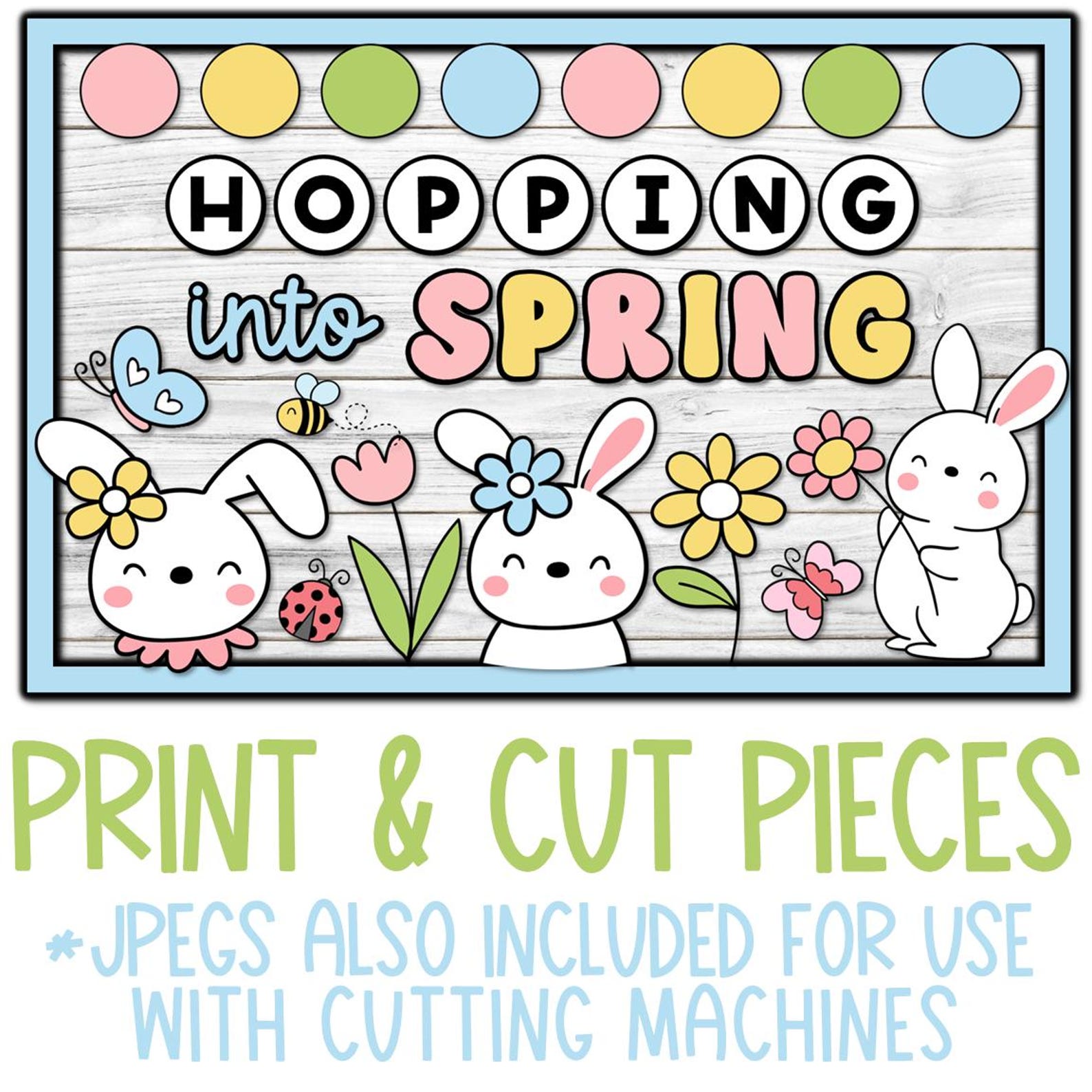 Spring Bulletin Board Kit Display or Door Decor | Hopping Into Spring ...