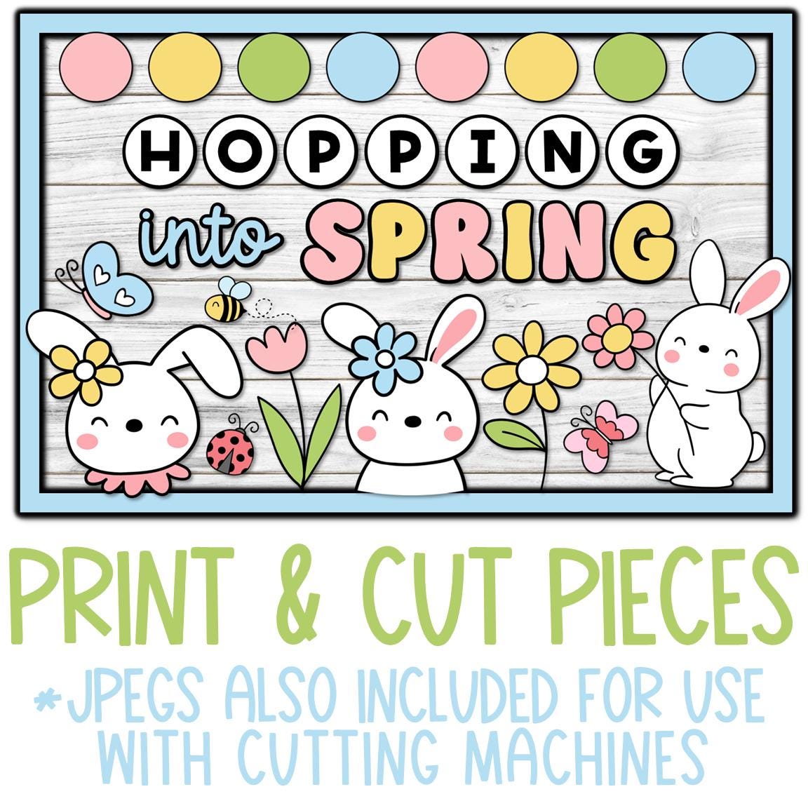 Spring Bulletin Board Kit Display or Door Decor | Hopping Into Spring ...