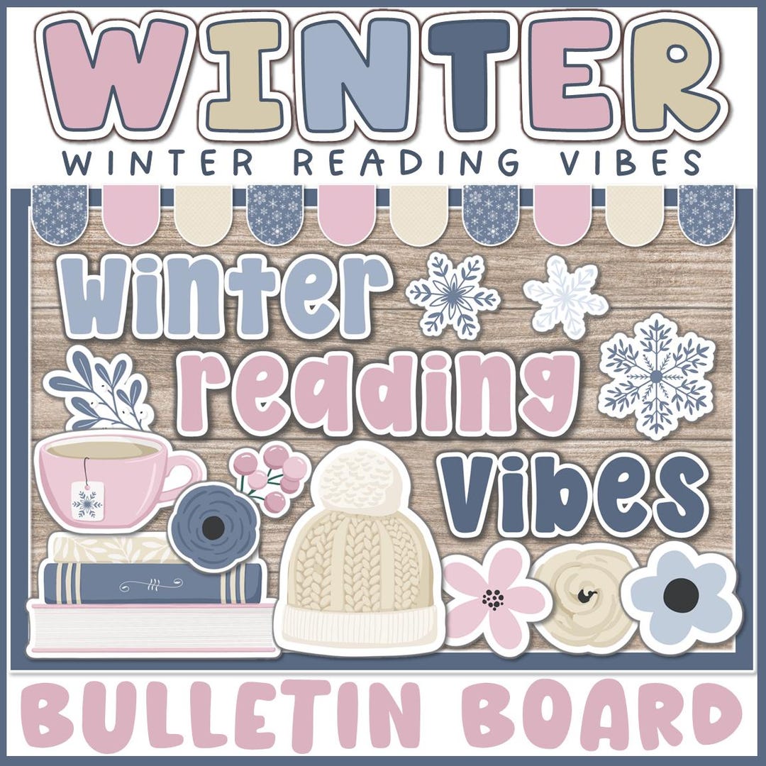 Winter January Cozy Library Books Bulletin Board Display Door Decor ...