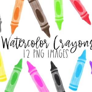 Watercolor Crayons Clipart - Etsy