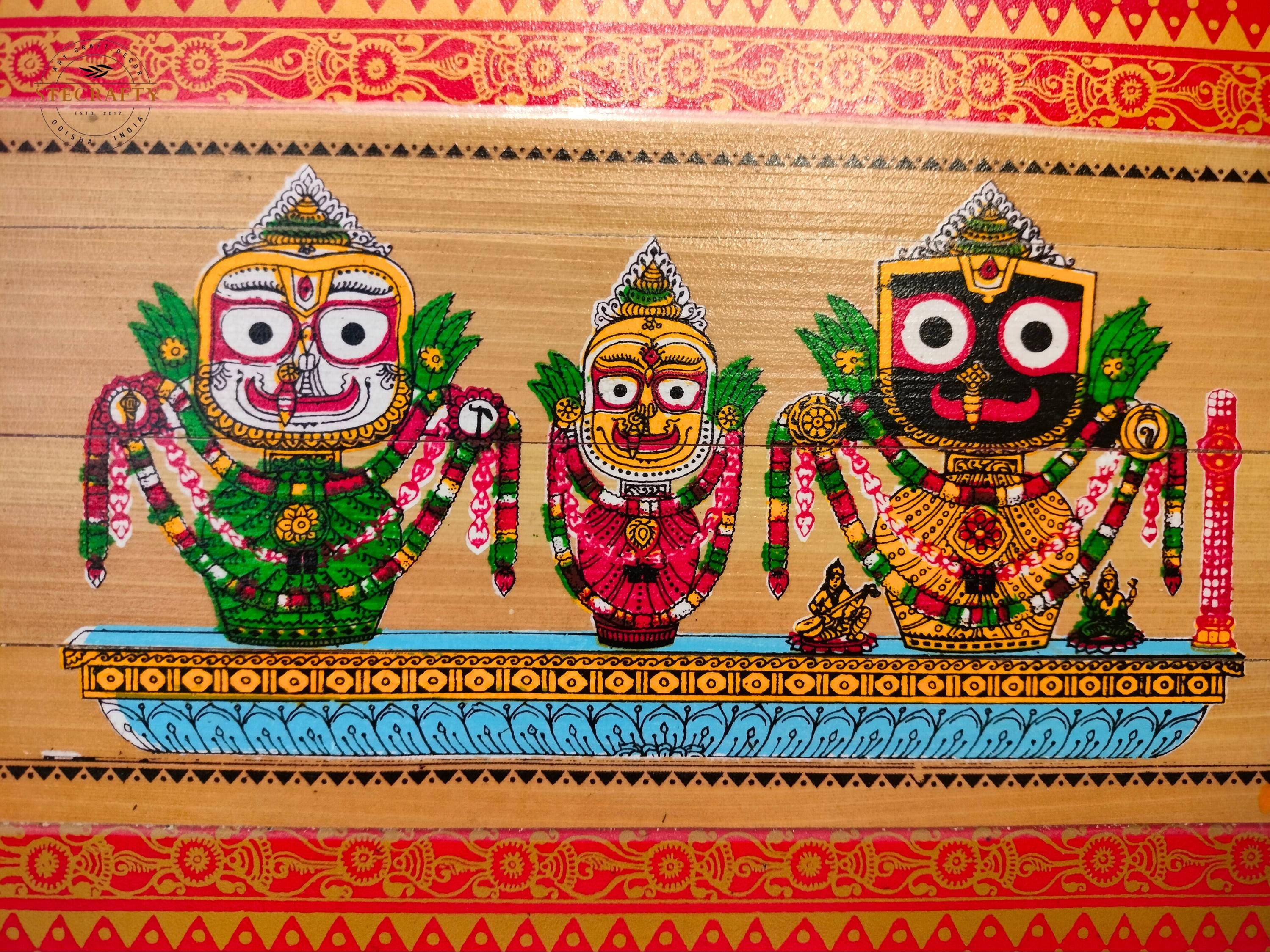Palm Leaf Pattachitra Painting of Lord Jagannath Balabhadra Devi ...