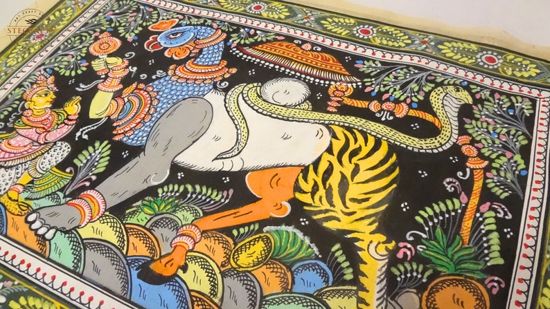 Navagunjara Pattachitra Painting: Tussar Silk Indian Mythology Art - Etsy