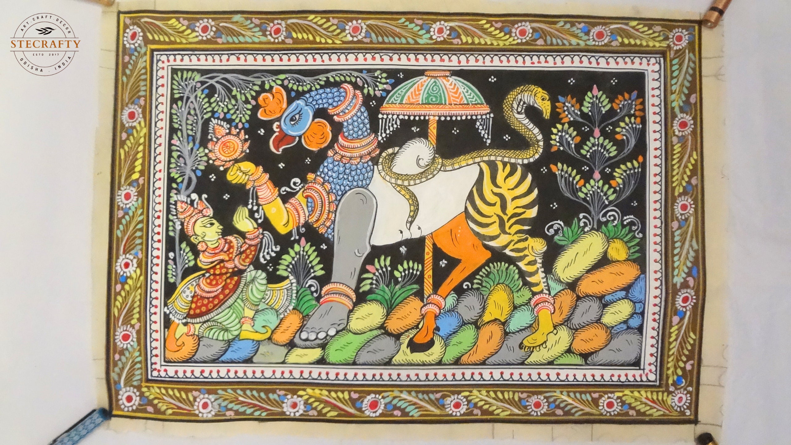 Navagunjara Pattachitra-indian Mythology Creature Paintings-bhagavad ...