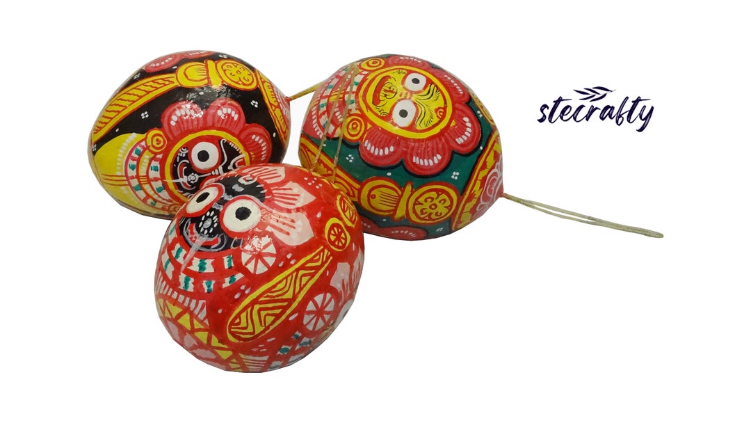 Hand-painted Jagannath Pattachitra Art on Coconut Shell - Hindu Hanging ...
