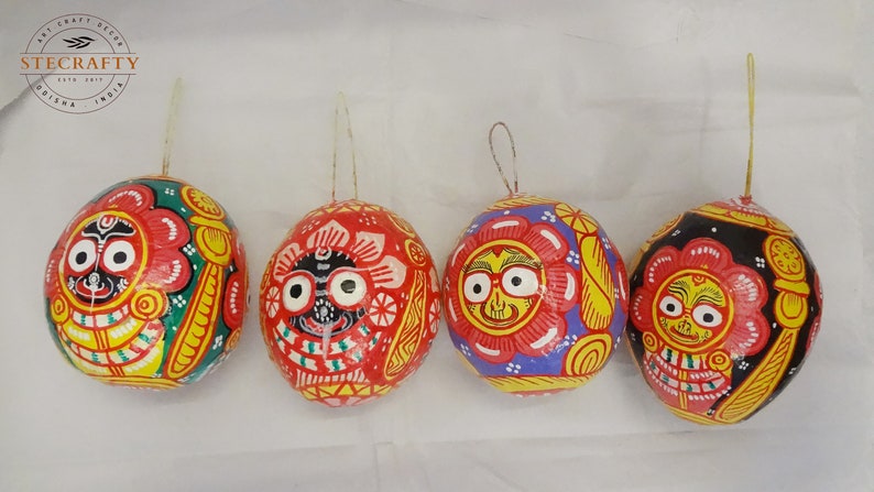 Hand-painted Jagannath Pattachitra Art on Coconut Shell - Hindu Hanging ...