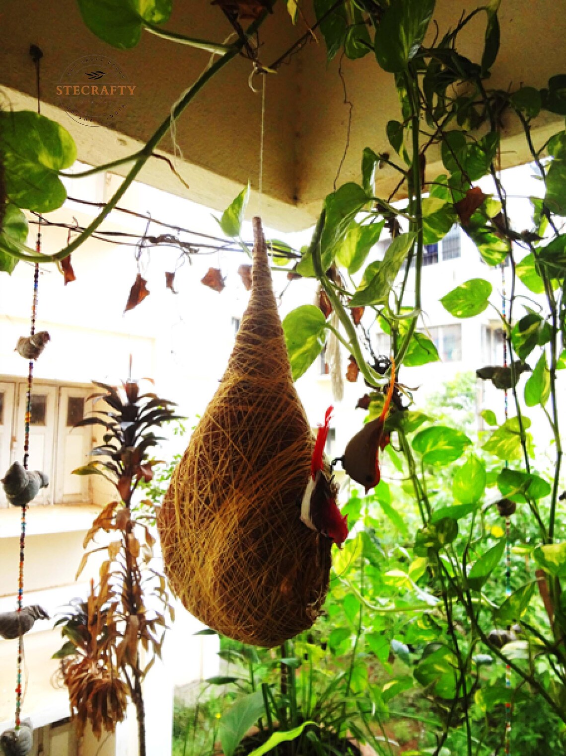 Handwoven Coir Bird Nest: Eco-friendly Hanging Decor - Etsy