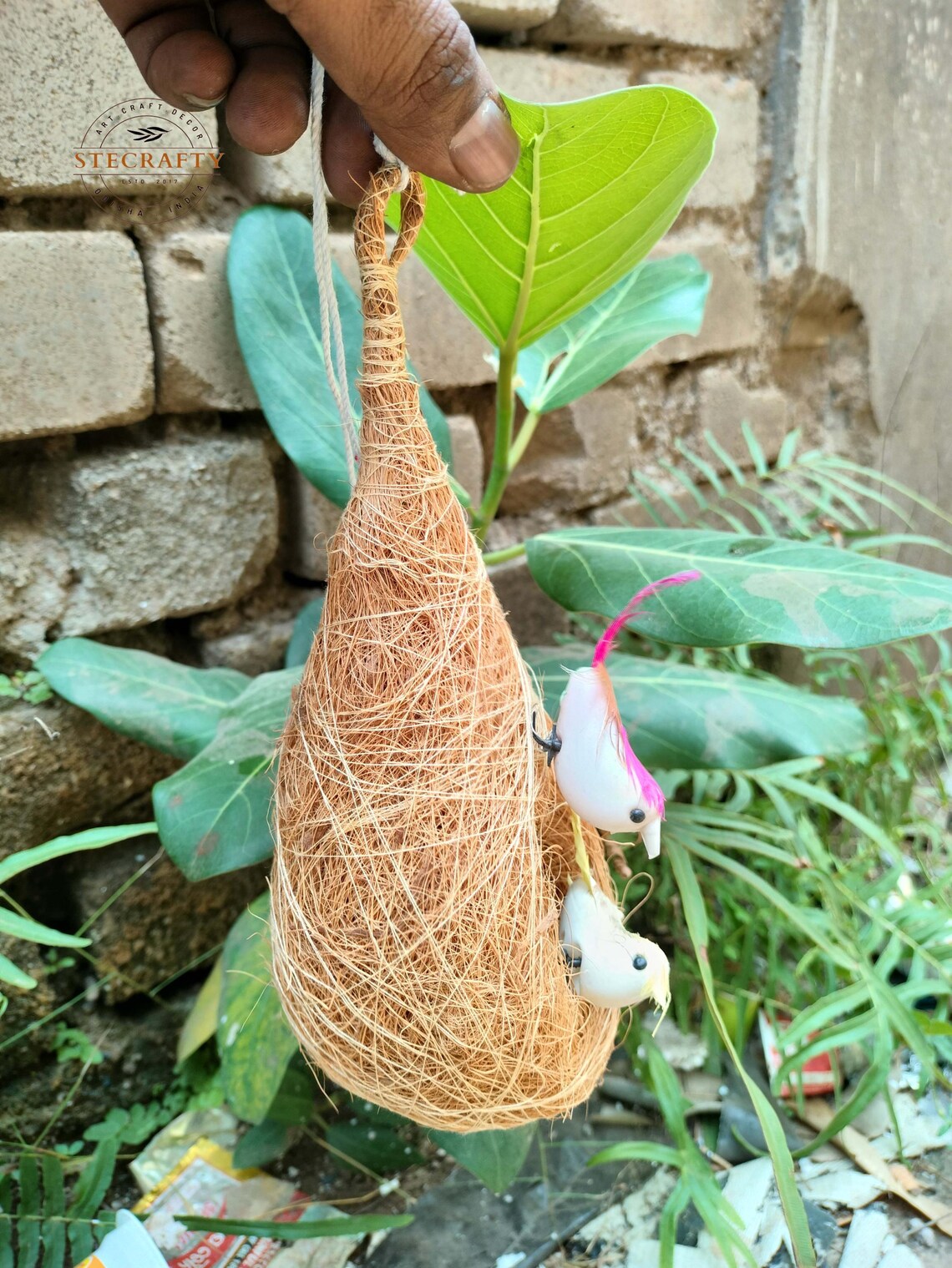 Handwoven Coir Bird Nest: Eco-friendly Hanging Decor - Etsy