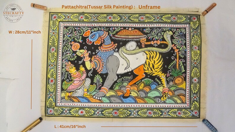 Navagunjara Pattachitra Painting: Tussar Silk Indian Mythology Art - Etsy