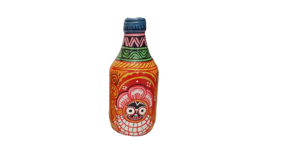 Pattachitra Art Bottle: Jagannath, Balabhadra, Subhadra - Upcycled ...