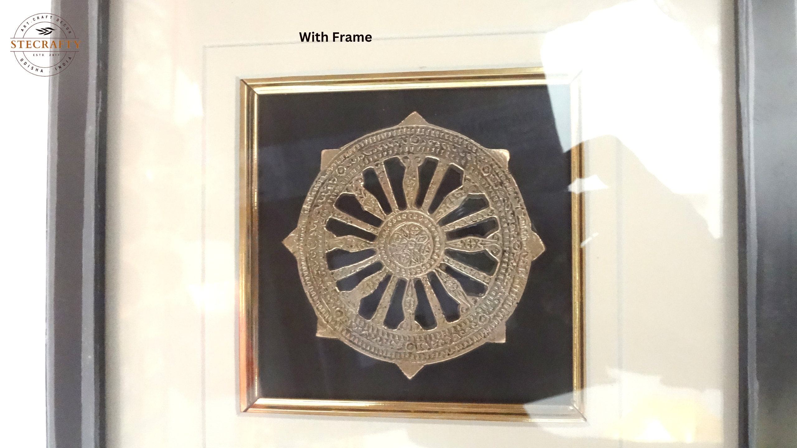 Konark Sun Temple Wheel Frame: Brass Dhokra Panel Art - Etsy
