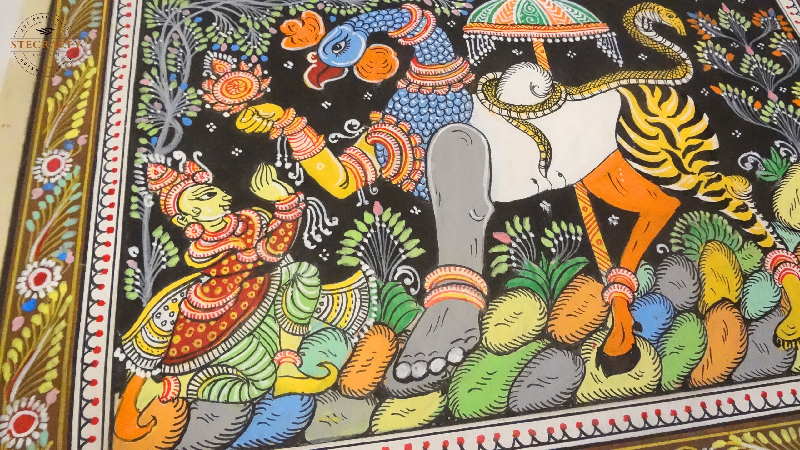 Navagunjara Pattachitra Painting: Tussar Silk Indian Mythology Art - Etsy