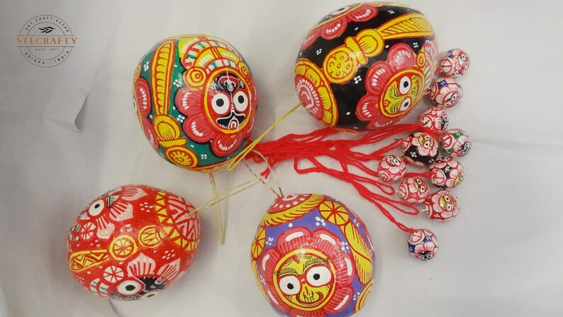 Hand-painted Jagannath Pattachitra Art on Coconut Shell - Hindu Hanging ...