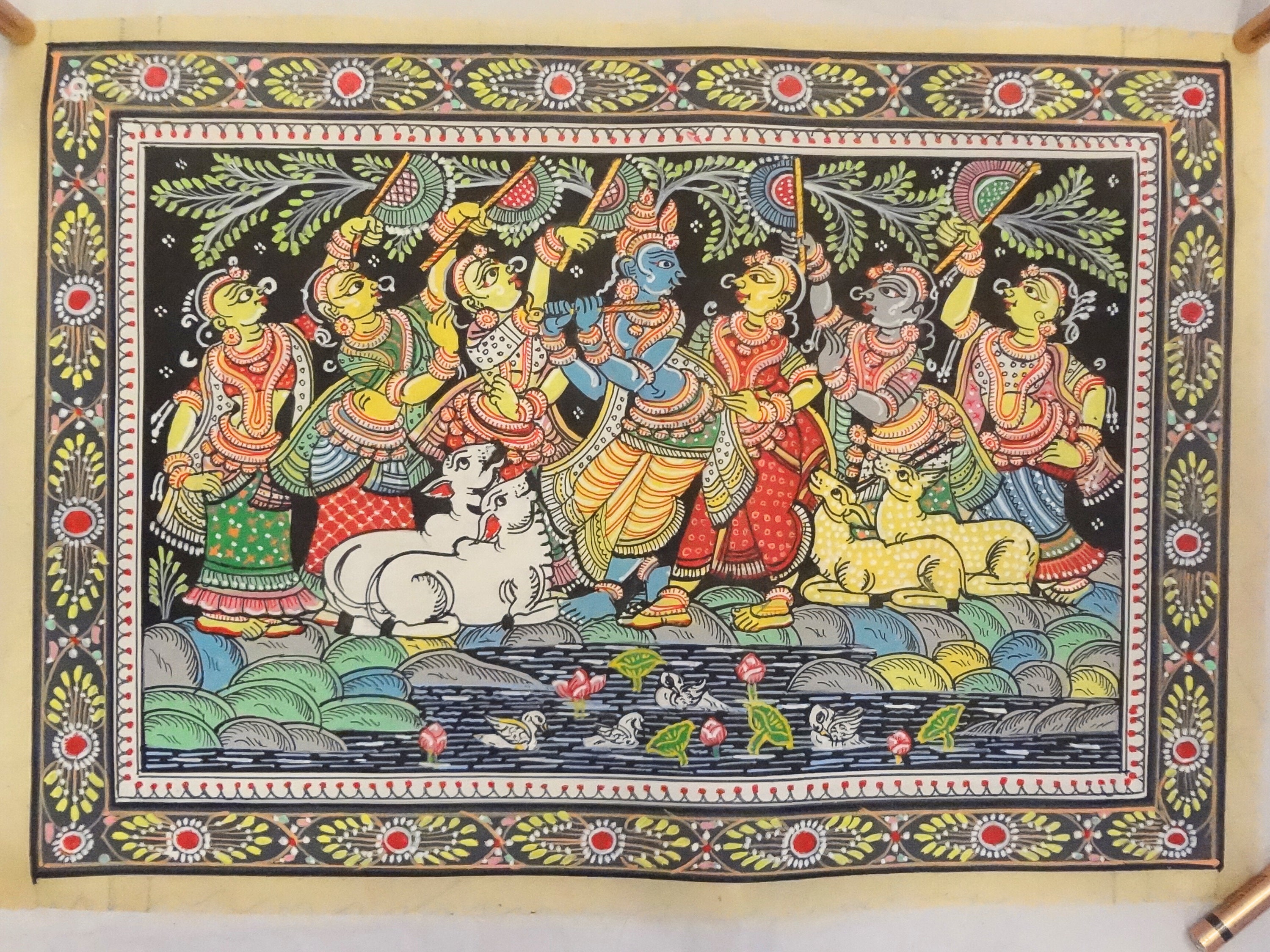 Pattachitra-lord Krishna Rasalila-raslila Story-sri Radha Krishna Dance ...