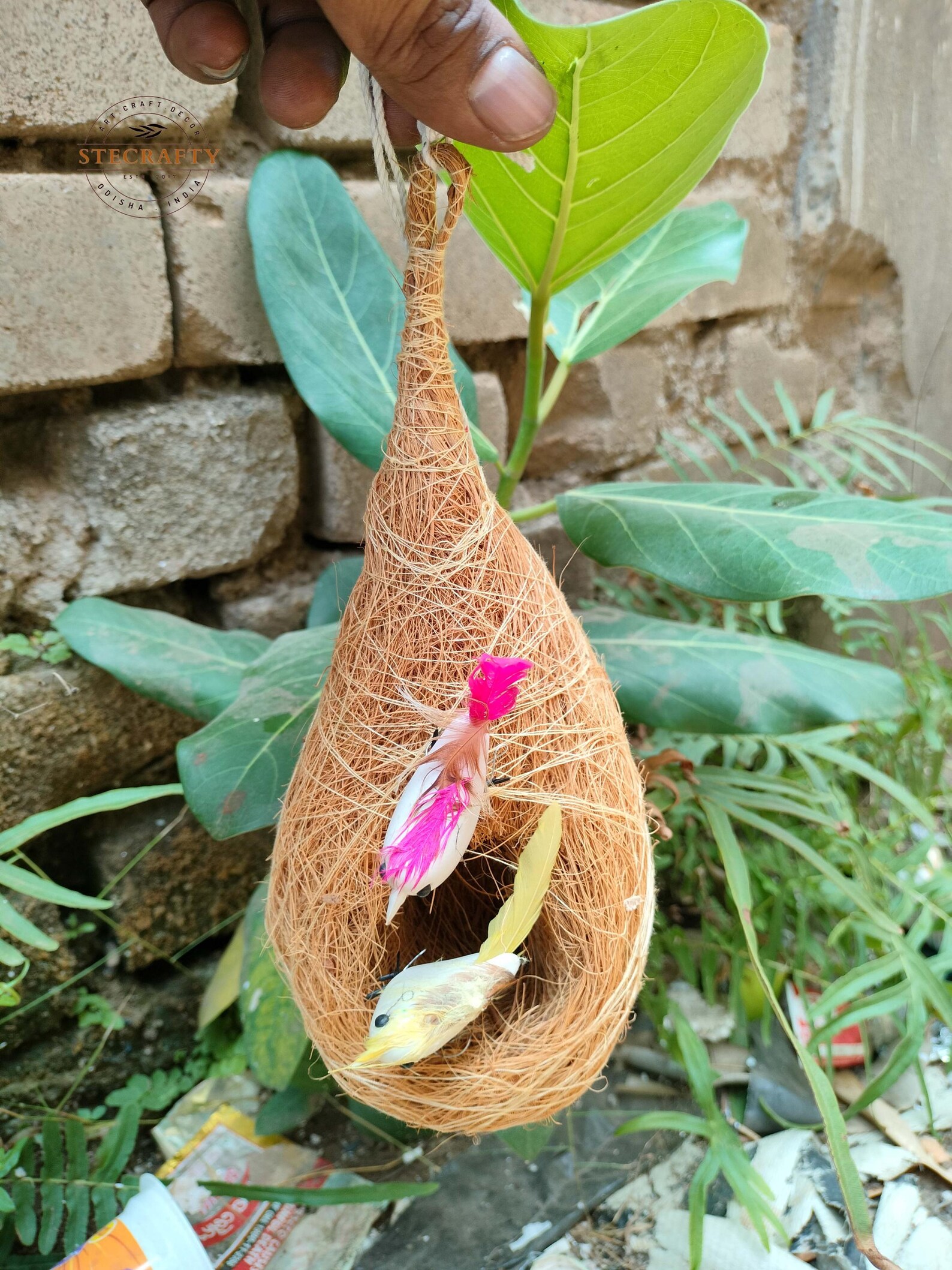 Handwoven Coir Bird Nest: Eco-friendly Hanging Decor - Etsy