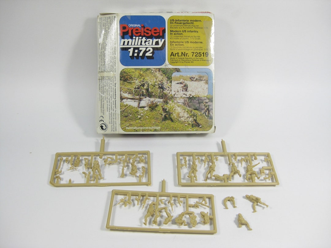 Toy Soldiers Preiser Military Models ,72519 ,boxed Set 1/72 "modern US Infantry in Action".12 ...